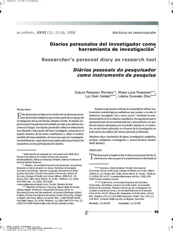 Researcher's personal diary as research tool