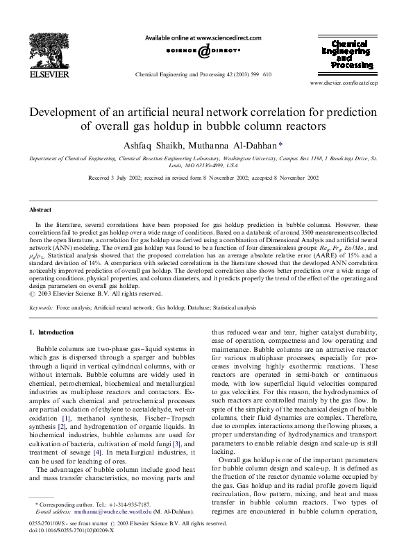 Pdf Development Of An Artificial Neural Network Correlation For