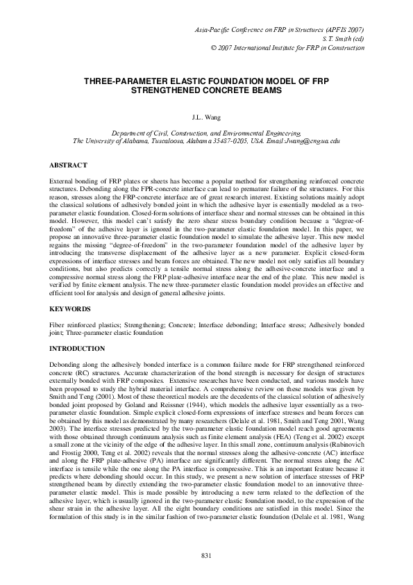 (PDF) Three-parameter elastic foundation model of FRP strengthened concrete beams