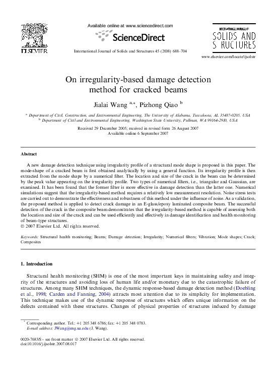 (PDF) On irregularity-based damage detection method for cracked beams