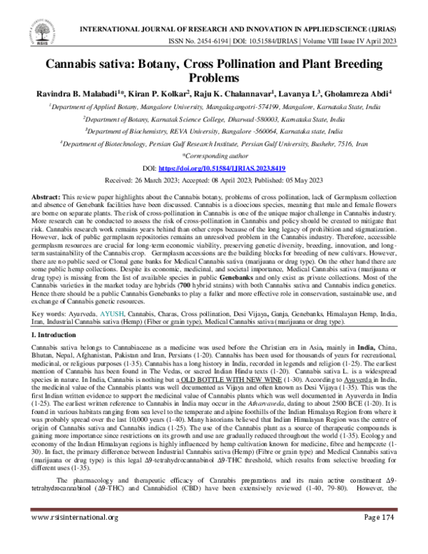 (PDF) Cannabis sativa: Botany, Cross Pollination and Plant Breeding ...