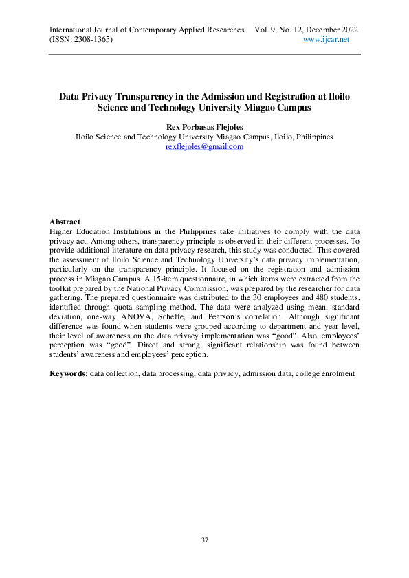 (PDF) Data Privacy Transparency in the Admission and Registration at ...