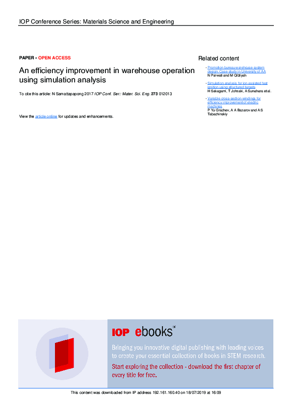 (PDF) An efficiency improvement in warehouse operation using simulation analysis