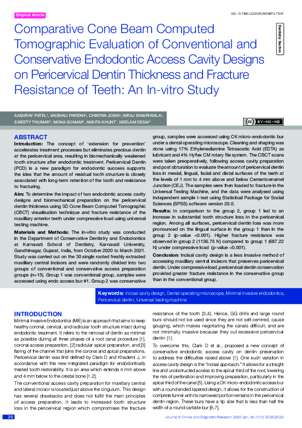 Pdf Comparative Cone Beam Computed Tomographic Evaluation Of