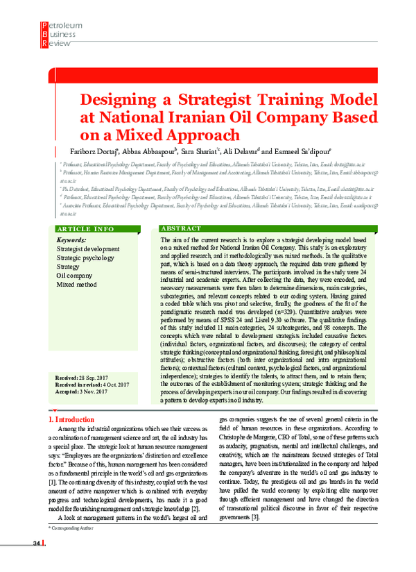 (PDF) Designing a Strategist Training Model at National Iranian Oil ...