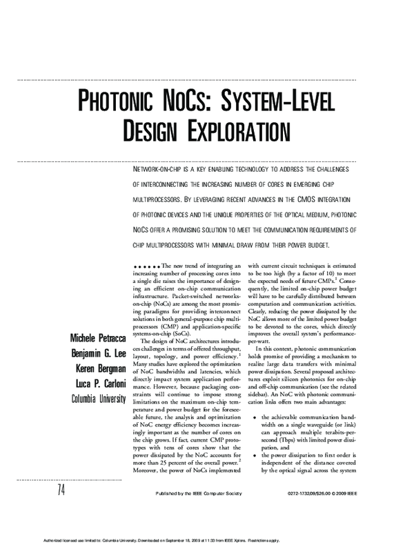 (PDF) Photonic NoCs: System-Level Design Exploration