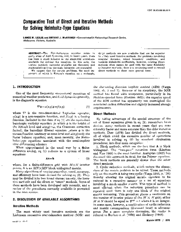 (PDF) Comparative Test of Direct and Iterative Methods for Solving ...