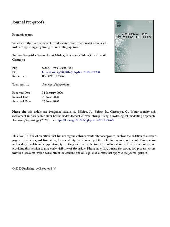 (PDF) Water scarcity-risk assessment in data-scarce river basins under ...