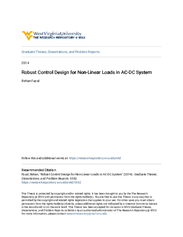 (PDF) Robust Control Design for Non-Linear Loads in AC-DC System