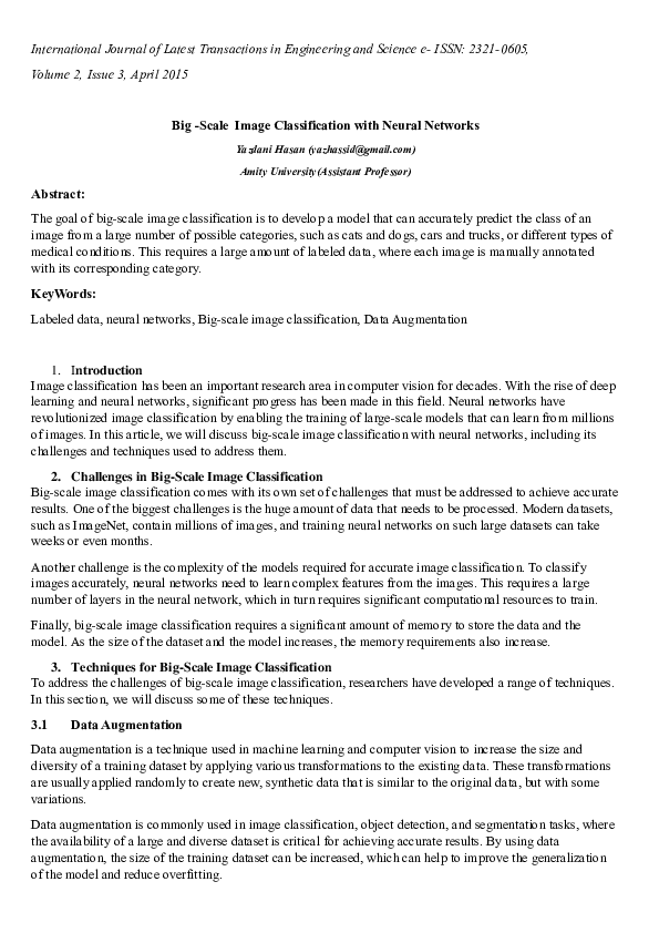 (PDF) Large-Scale Neural Network Image Classification