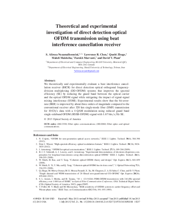 (PDF) Theoretical and experimental investigation of direct detection ...