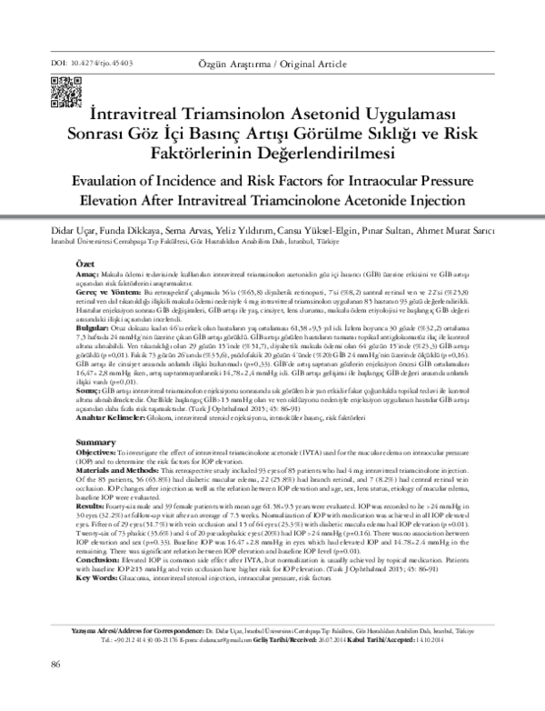 (PDF) Evaulation of Incidence and Risk Factors for Intraocular Pressure ...