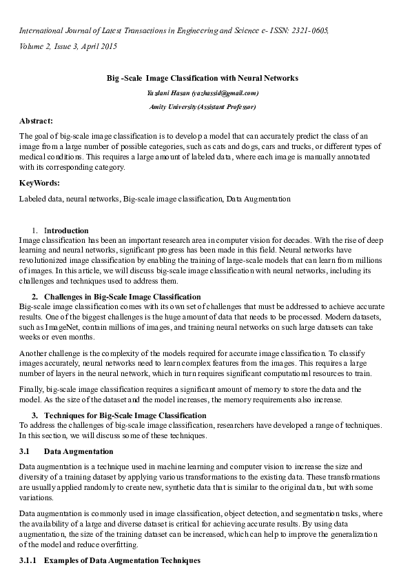 Pdf Big Scale Image Classification With Neural Networks