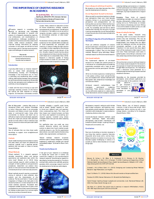 (PDF) THE IMPORTANCE OF CREATIVE RESEARCH IN ACADEMICS