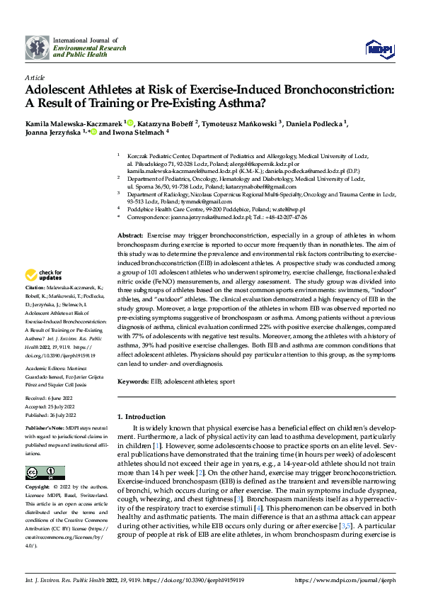 (PDF) Adolescent Athletes at Risk of Exercise-Induced ...