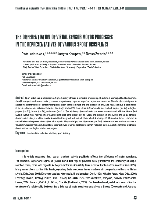 (PDF) The Differentiation of Visual Sensorimotor Processes in the ...