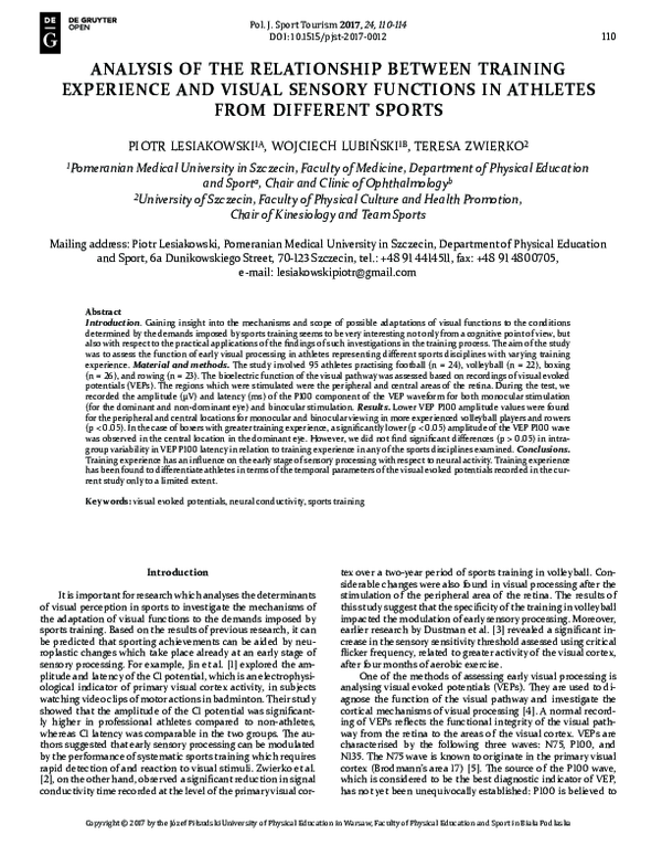 (PDF) Analysis of the Relationship Between Training Experience and ...
