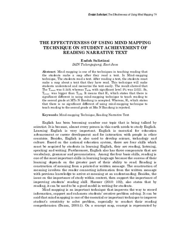 (PDF) The Effectiveness of Using Mind Mapping Technique on Student Achievement of Reading ...