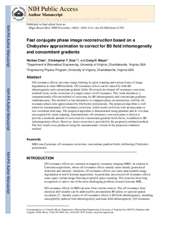 (PDF) Fast conjugate phase image reconstruction based on a Chebyshev ...