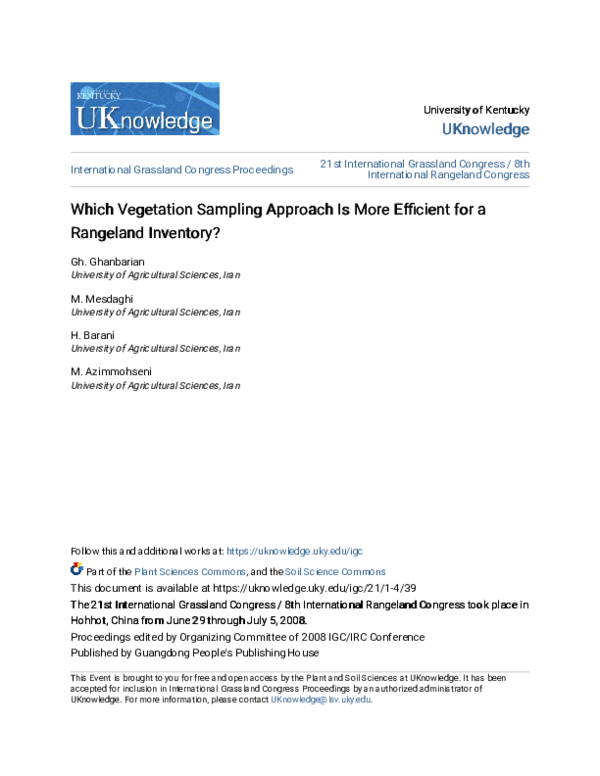 (PDF) Which Vegetation Sampling Approach Is More Efficient for a ...