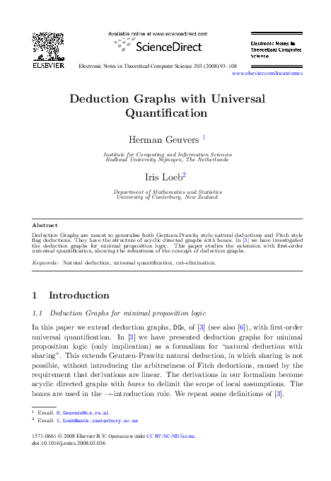 Pdf Deduction Graphs With Universal Quantification Herman Geuvers