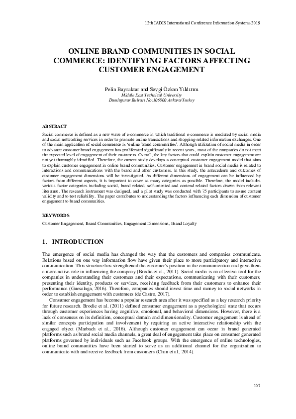 (PDF) Online Brand Communities in Social Commerce: Identifying Factors Affecting Customer Engagement