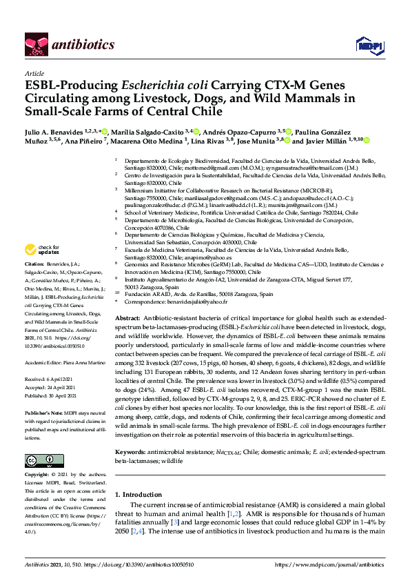 (PDF) ESBL-Producing Escherichia coli Carrying CTX-M Genes Circulating ...