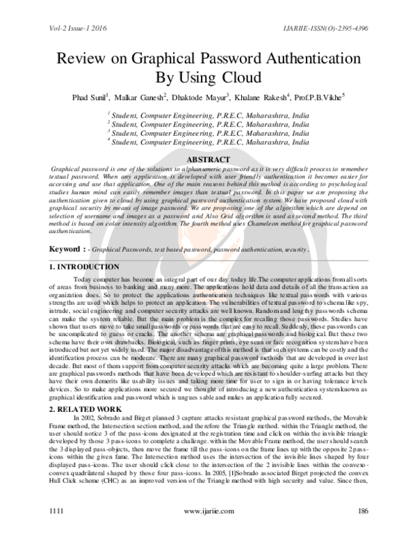 (PDF) Review on Graphical Password Authentication By Using Cloud