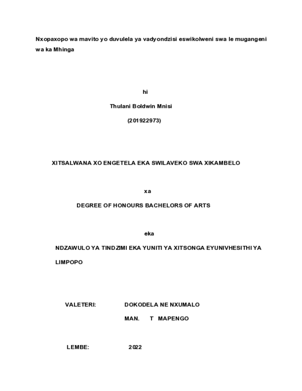 (PDF) Nxopaxopo wa mavito yo duvulela ya vadyondzisi eswikolweni swa le ...