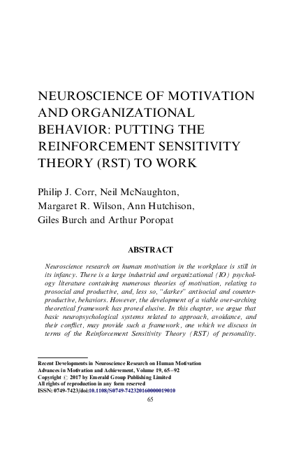 (PDF) Neuroscience of Motivation and Organizational Behavior: Putting the Reinforcement ...