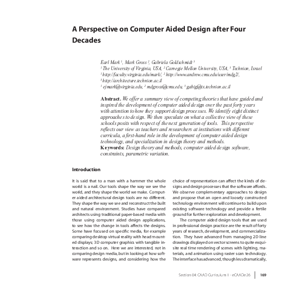 Pdf A Perspective On Computer Aided Design After Four Decades 6653