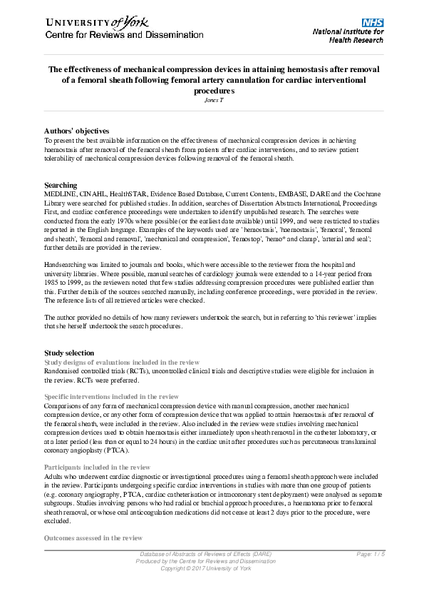 (PDF) The Effectiveness of Mechanical Compression Devices in Attaining ...