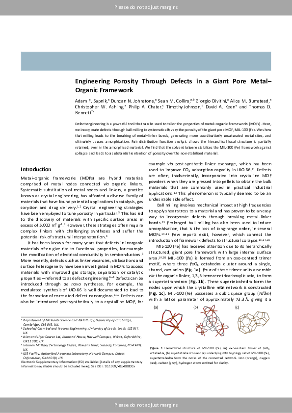 (PDF) Engineering Porosity Through Defects in a Giant Pore Metal ...