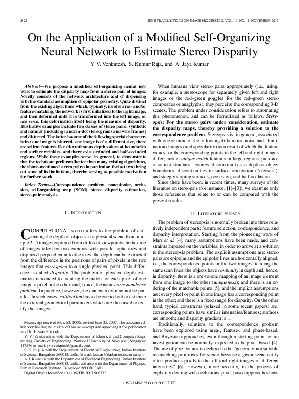 Pdf Modified Neural Network For Stereo Disparity