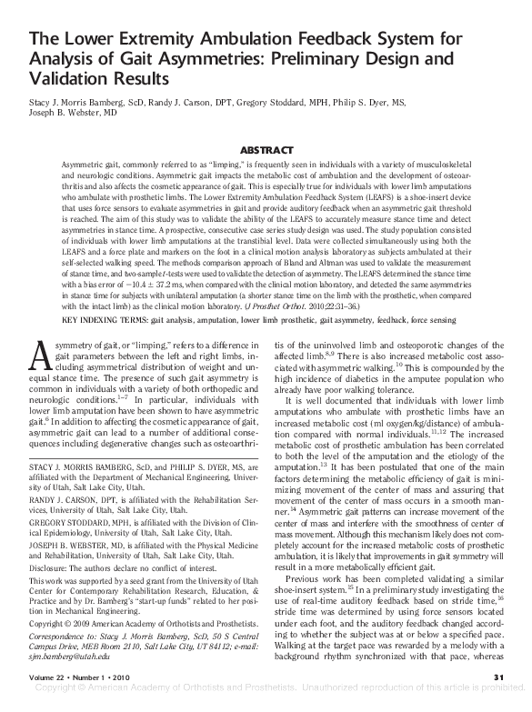 (PDF) The Lower Extremity Ambulation Feedback System for Analysis of Gait Asymmetries ...