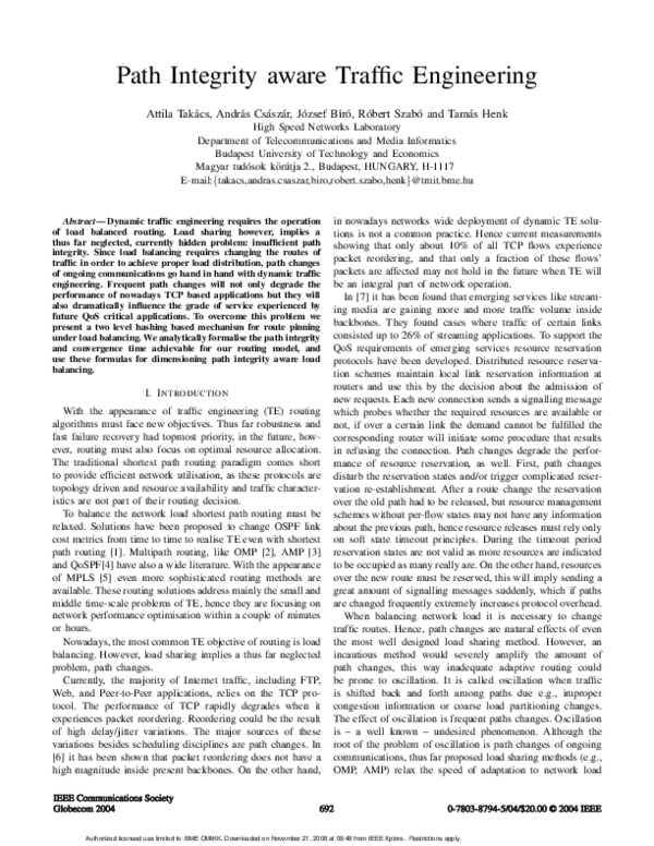 (PDF) Path integrity aware traffic engineering