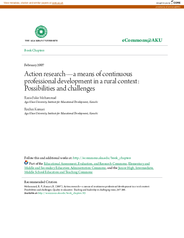 (PDF) Action research—a means of continuous professional development in ...