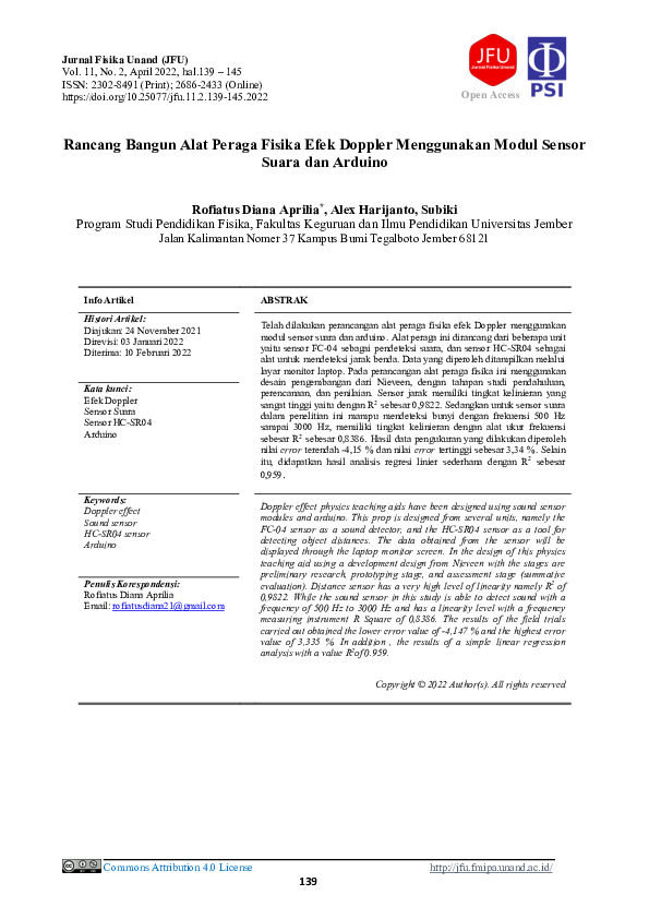(PDF) Rancang Bangun Alat Peraga Fisika Efek Doppler Menggunakan Modul ...