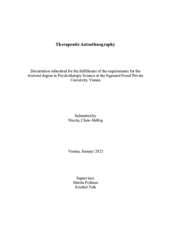 (PDF) Therapeutic Autoethnography