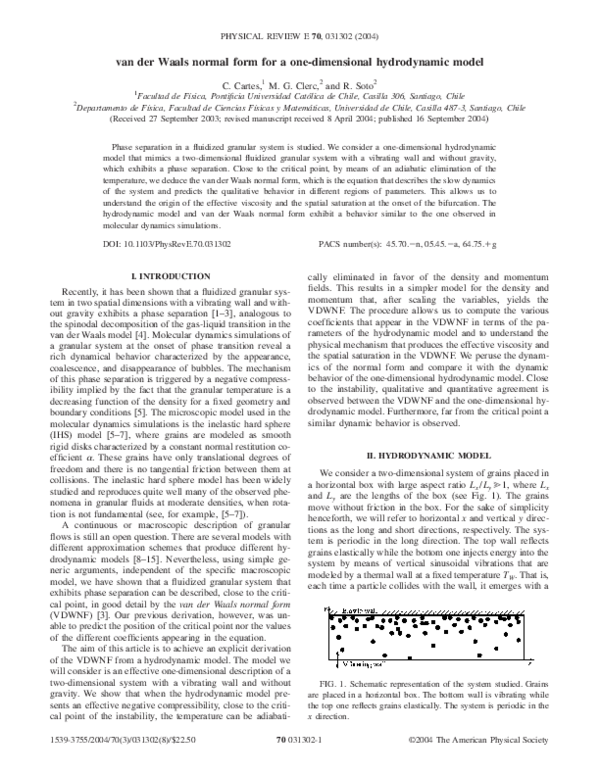 (PDF) van der Waals normal form for a one-dimensional hydrodynamic model
