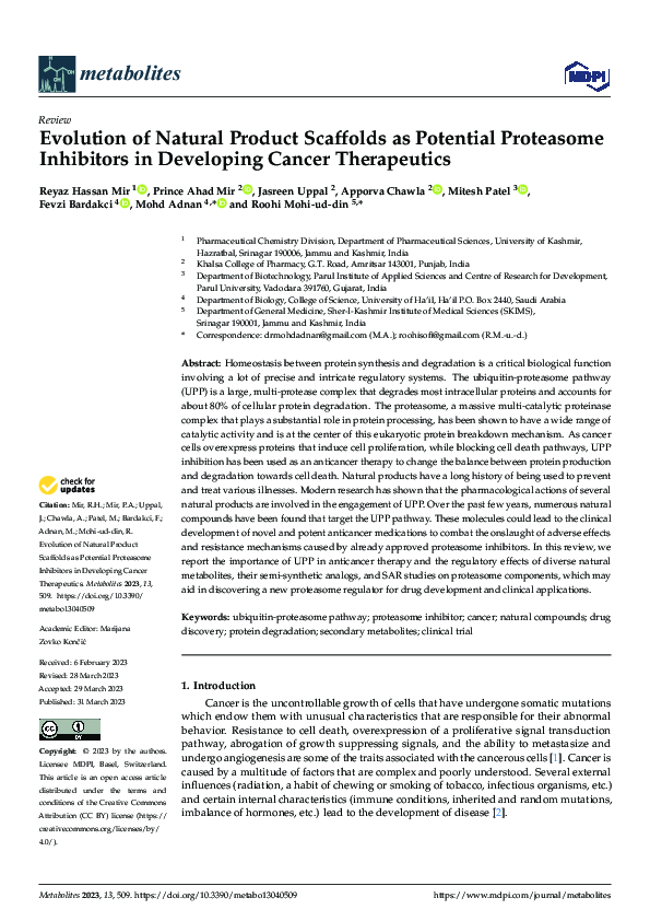 (PDF) Evolution of Natural Product Scaffolds as Potential Proteasome ...