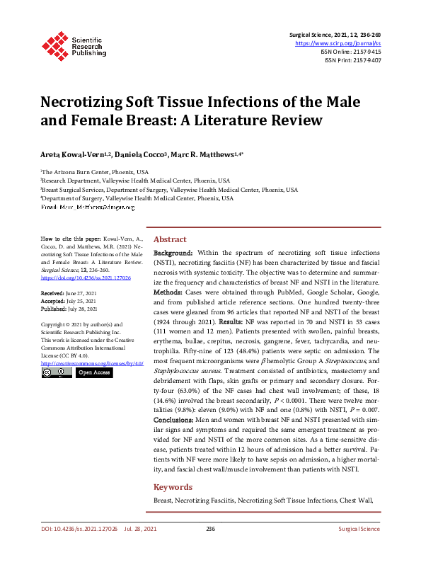 (PDF) Necrotizing Soft Tissue Infections of the Male and Female Breast ...