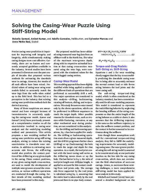 (PDF) Solving the Casing Wear Puzzle Using Stiff String Model