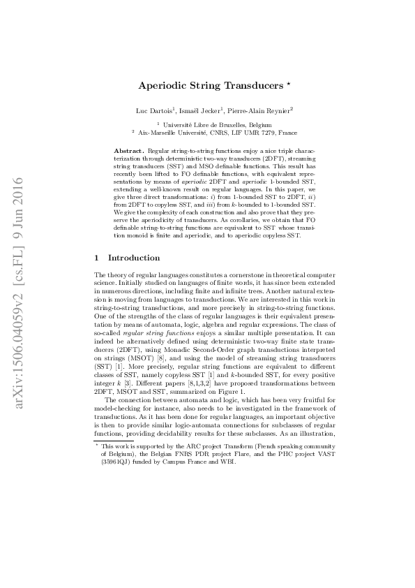 (PDF) Aperiodic String Transducers