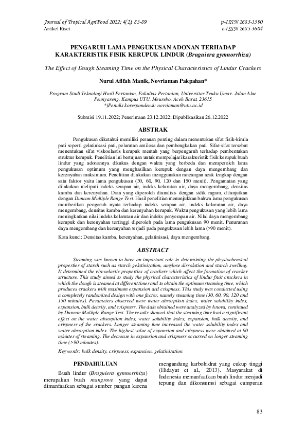 (PDF) Pengaruh lama pengukusan adonan terhadap karakteristik fisik ...