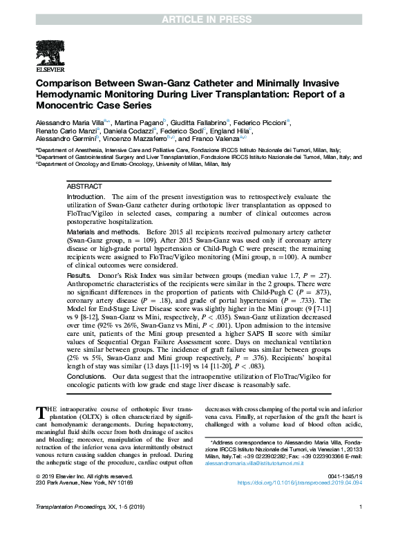 (PDF) Comparison Between Swan-Ganz Catheter and Minimally Invasive ...