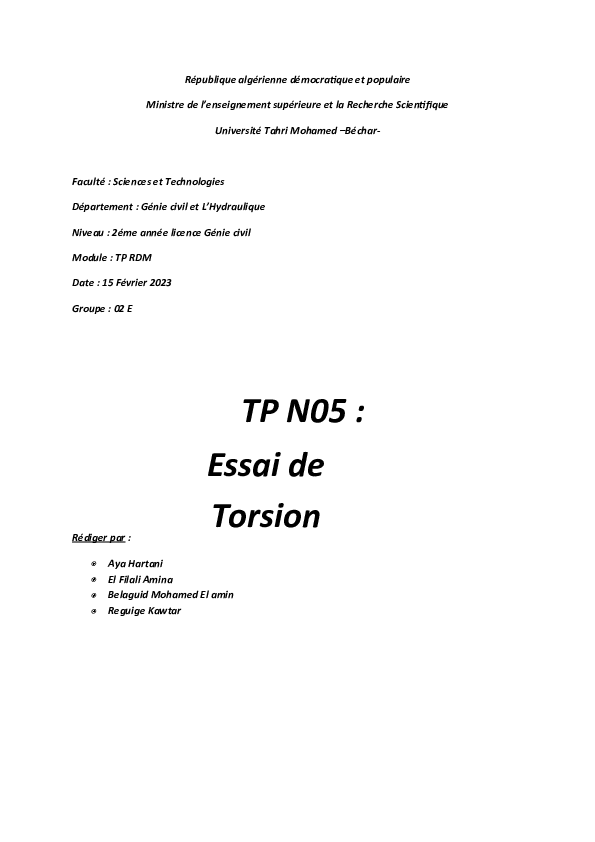 (DOC) TP RDM torsion | Aya Hartani - Academia.edu