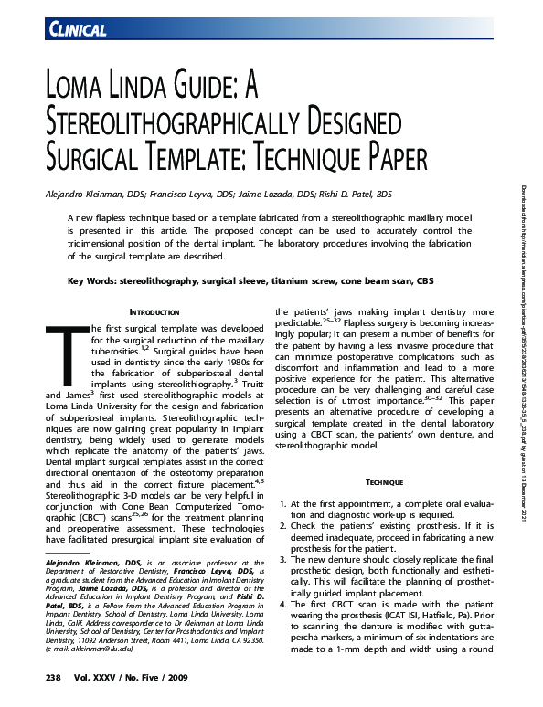 (PDF) Loma Linda Guide: A Stereolithographically Designed Surgical ...