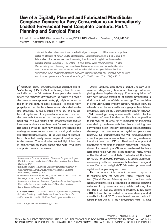 (PDF) Use of a Digitally Planned and Fabricated Mandibular Complete ...
