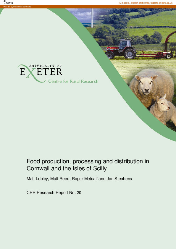 (PDF) Food production, distribution and processing in Cornwall and the ...